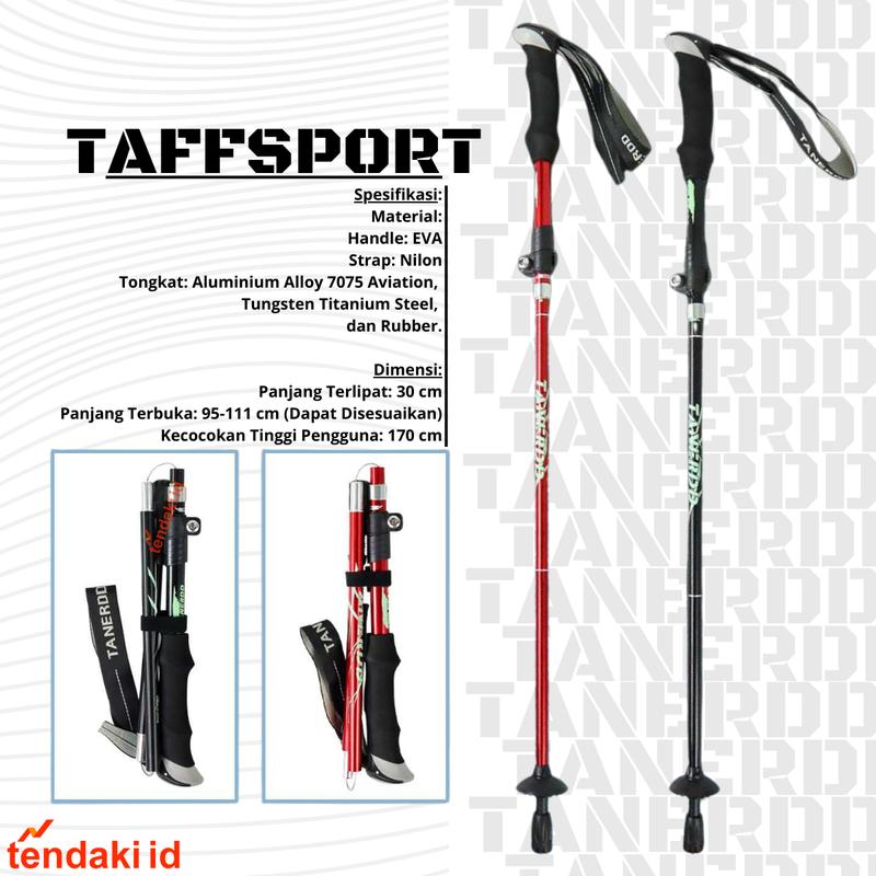 Tongkat Trekking Lipat Ultralight TAFFSPORT - 110 cm Foldable 30 cm ...