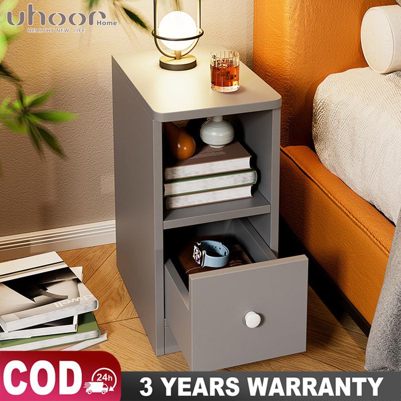 UHOOR Concise Bedside Table With Drawer Solid Mini Wood Bedroom ...