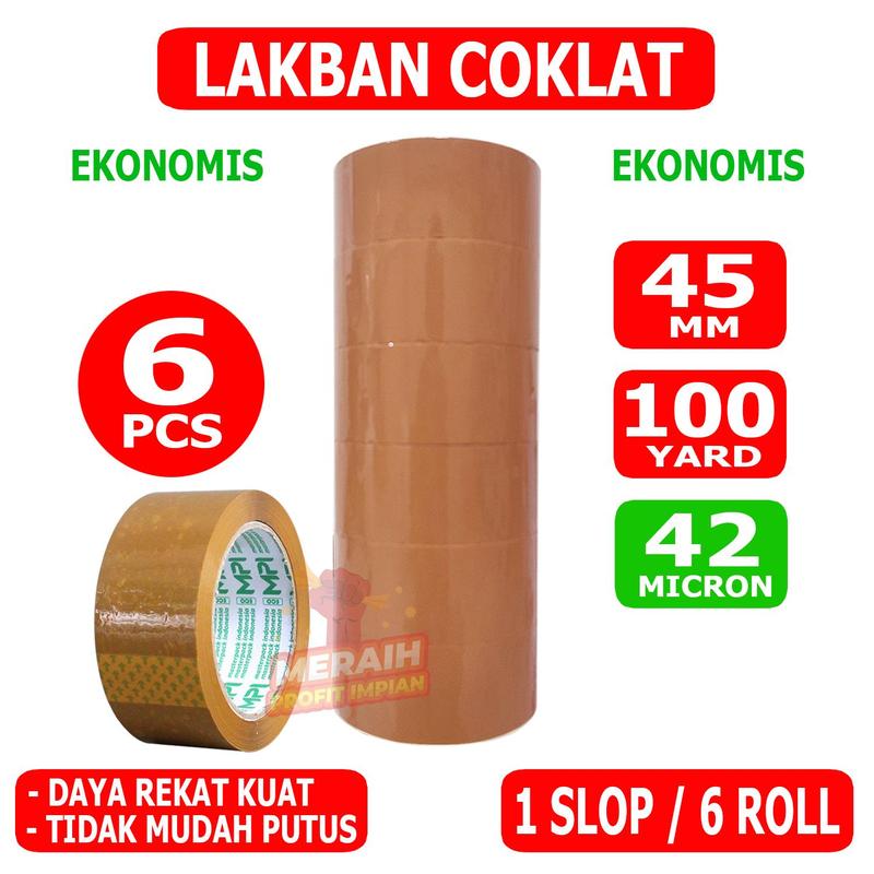 1 SLOP - Lakban Coklat Ekonomis 100 Yard - Lakban MPI 45 mm x 100 Yard ...