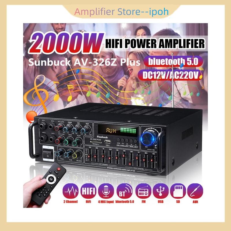 Sunbuck 2000W 2Channel Home Audio Power Amplifier support 110V/220V ...