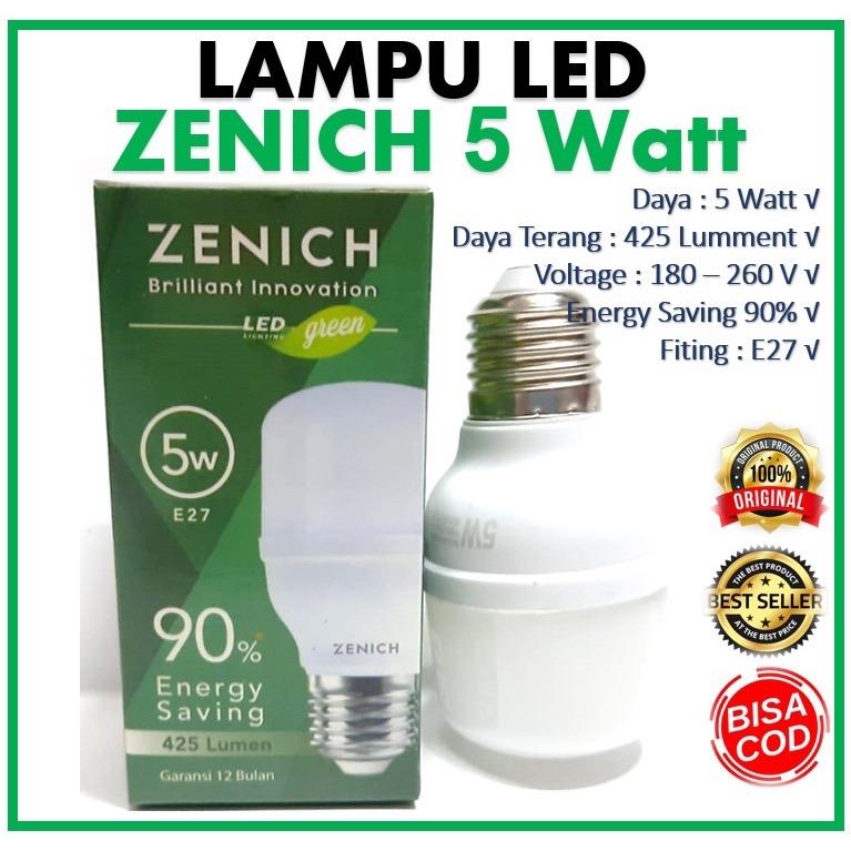 LED ZENICH GREEN ORIGINAL BRAND 5 WATT HEMAT DAYA Lampu - Shop | Tokopedia