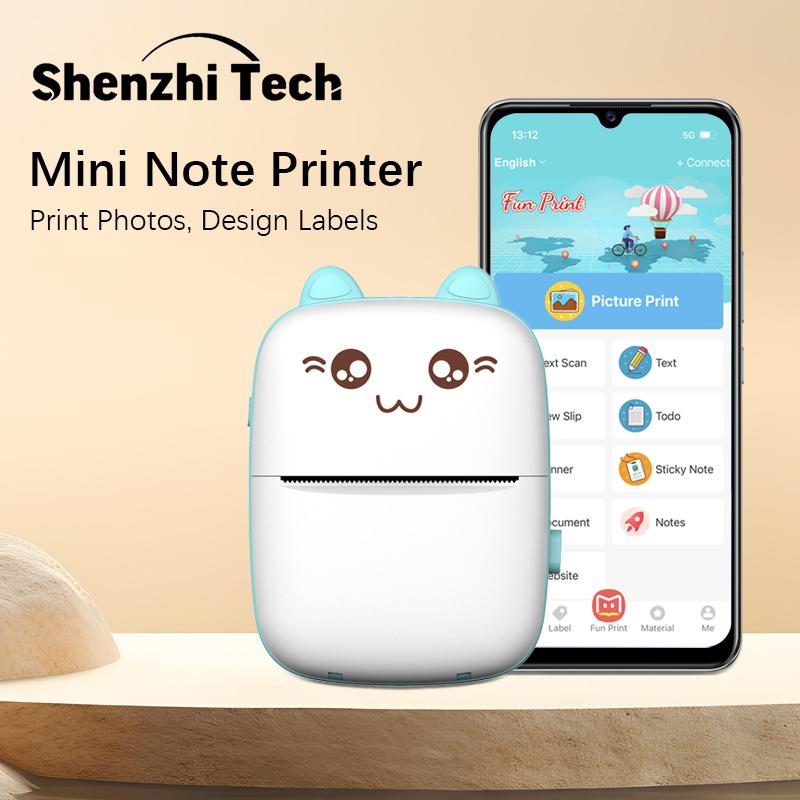 Portable Notes Printer for Smartphone, BT Inkless Printing Label ...