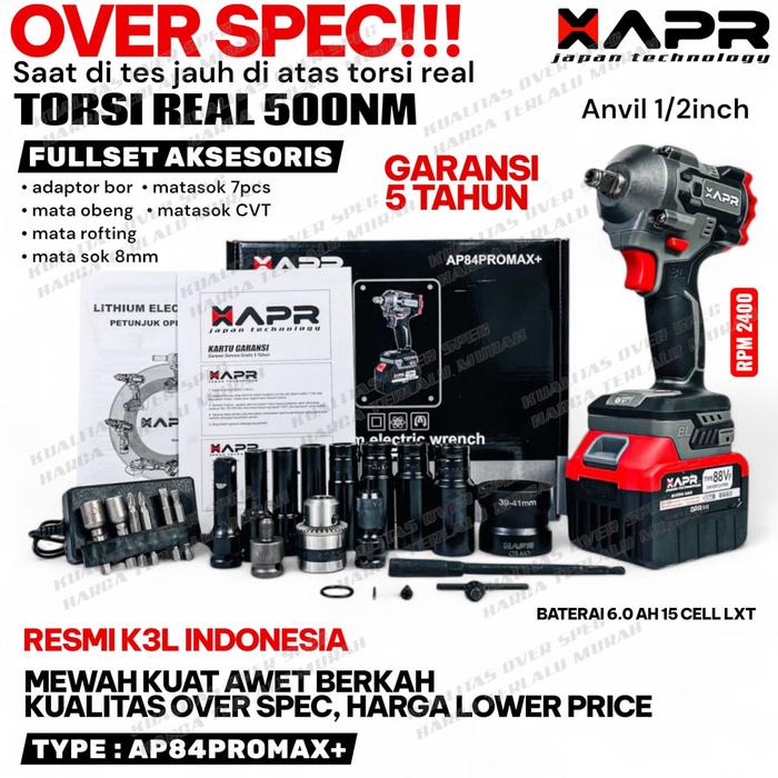 Promo APR ap84promax+ cvt edition raja bor impact wrench 1000nm body ...