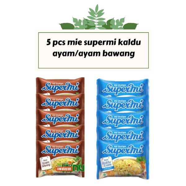 [5 PCS] Mie Instan Supermi Kaldu Ayam & Ayam Bawang 75gr - Paket Hemat ...