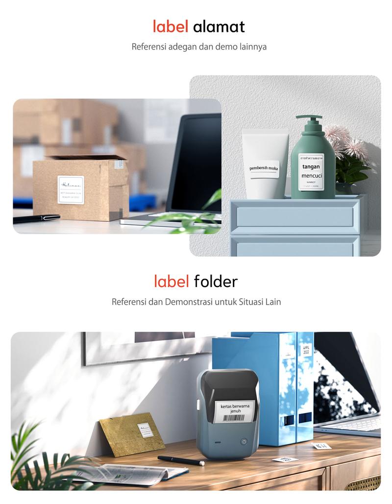 Mesin Label Pintar NIIMBOT B1, Printer Label Bluetooth Tanpa Tinta ...