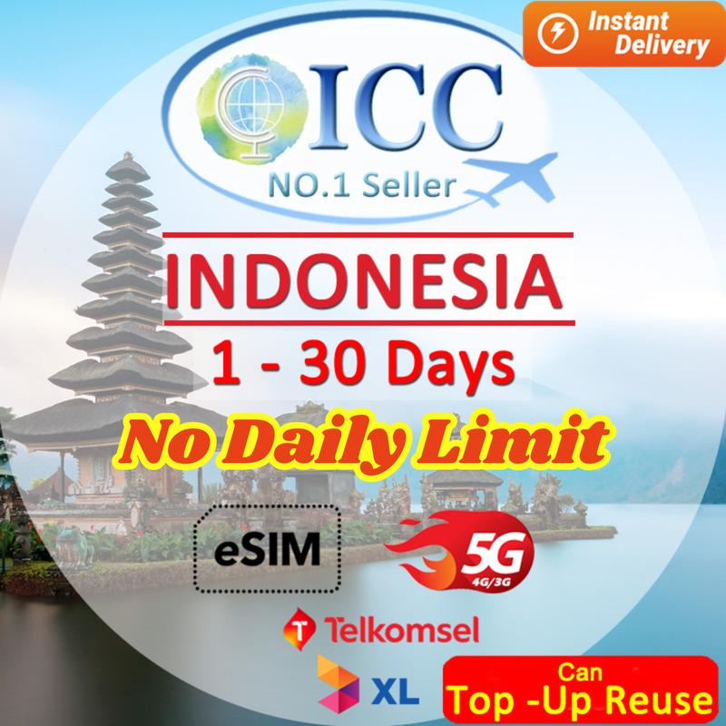 ICC travel SIM- Indonesia 3-30 Days Unlimited Data-Can top up reuse ...