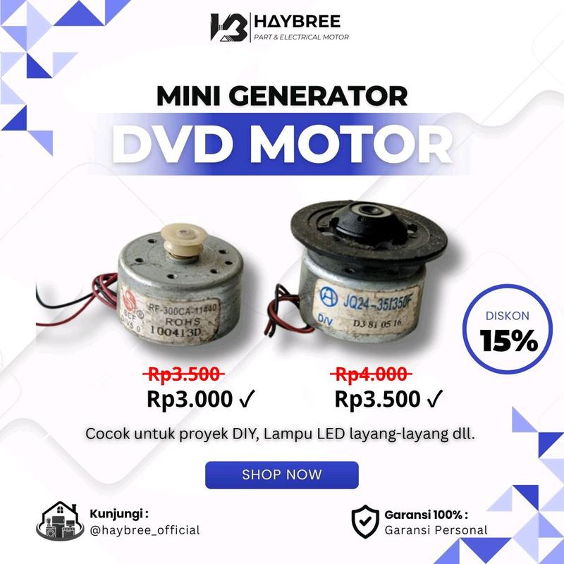 Dinamo DC Motor DVD 5V - 9V Serbaguna untuk Proyek DIY mini generator ...