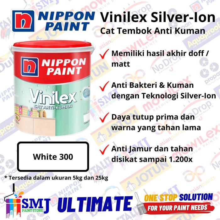 Jual Cat Tembok Interior VINILEX SILVER ION Anti Kuman 300 White 5kg ...