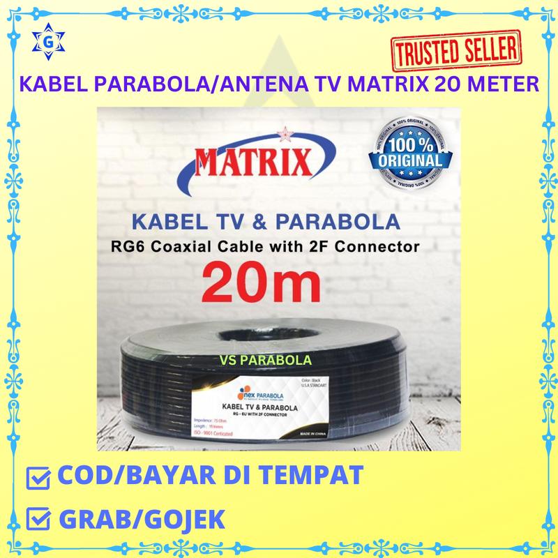 KABEL PARABOLA ANTENA TV MATRIX RG 6 PANJANG 20 METER - Shop | Tokopedia