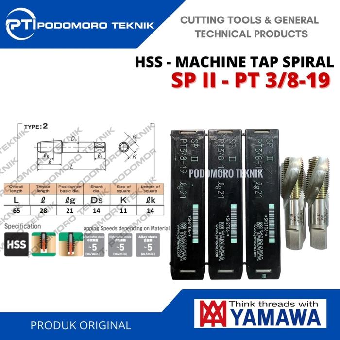 Promo Tap Mesin Spiral PT 3/8-19 Merek Yamawa Kode Produk SH2T06-* Tap ...