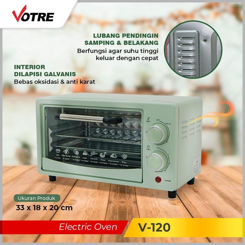 Votre V-120 Oven Listrik 12 Liter Hemat Listrik 400 Watt Pemanas Ganda ...