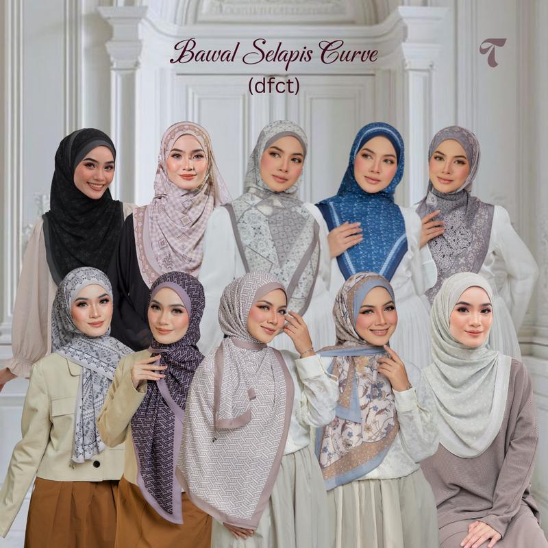 (DFCT) Bawal Selapis Curve & Shawl Printed Square - TikTok Shop Malaysia