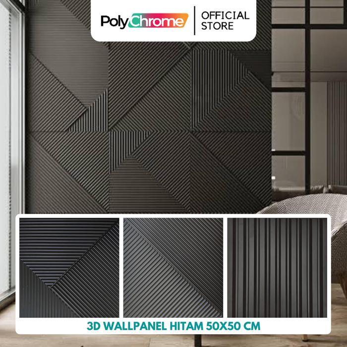 Jual 3D Wallpanel 50X50 Cm Hitam Dinding Pvc Solid Wallpaper Dinding ...