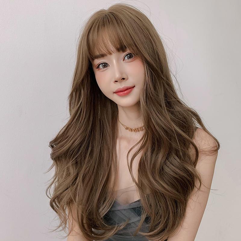 C8289Wholesale Wig Female Long Hair Comic Bangs Influencer Round ...