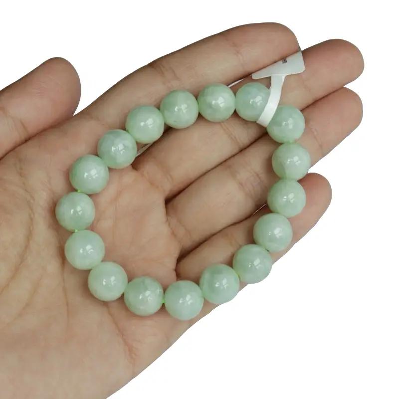 Jade Bead Bracelet (Type A) 10mm Bead Size in Light Apple Green ...