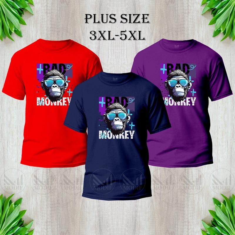 Monkey plus size graphic tshirt premium cotton unisex round neck ...
