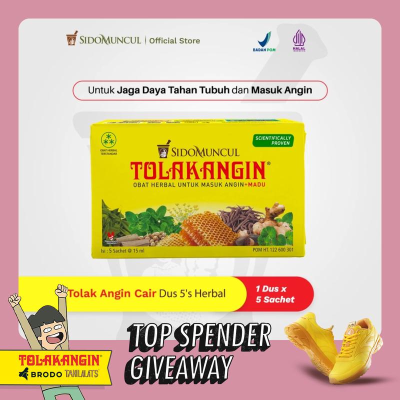 Tolak Angin Cair Dus 5's Herbal - Masuk Angin Mual Flu Demam - Shop ...