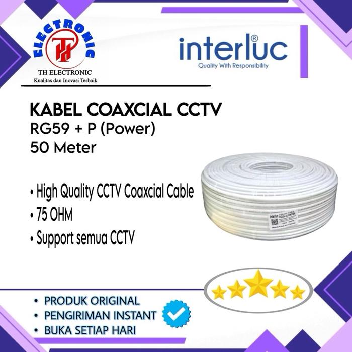 Jual Kabel CCTV RG59 RG59P Putih 50M 50 Meter EDGE 1 Roll Coaxial Power ...