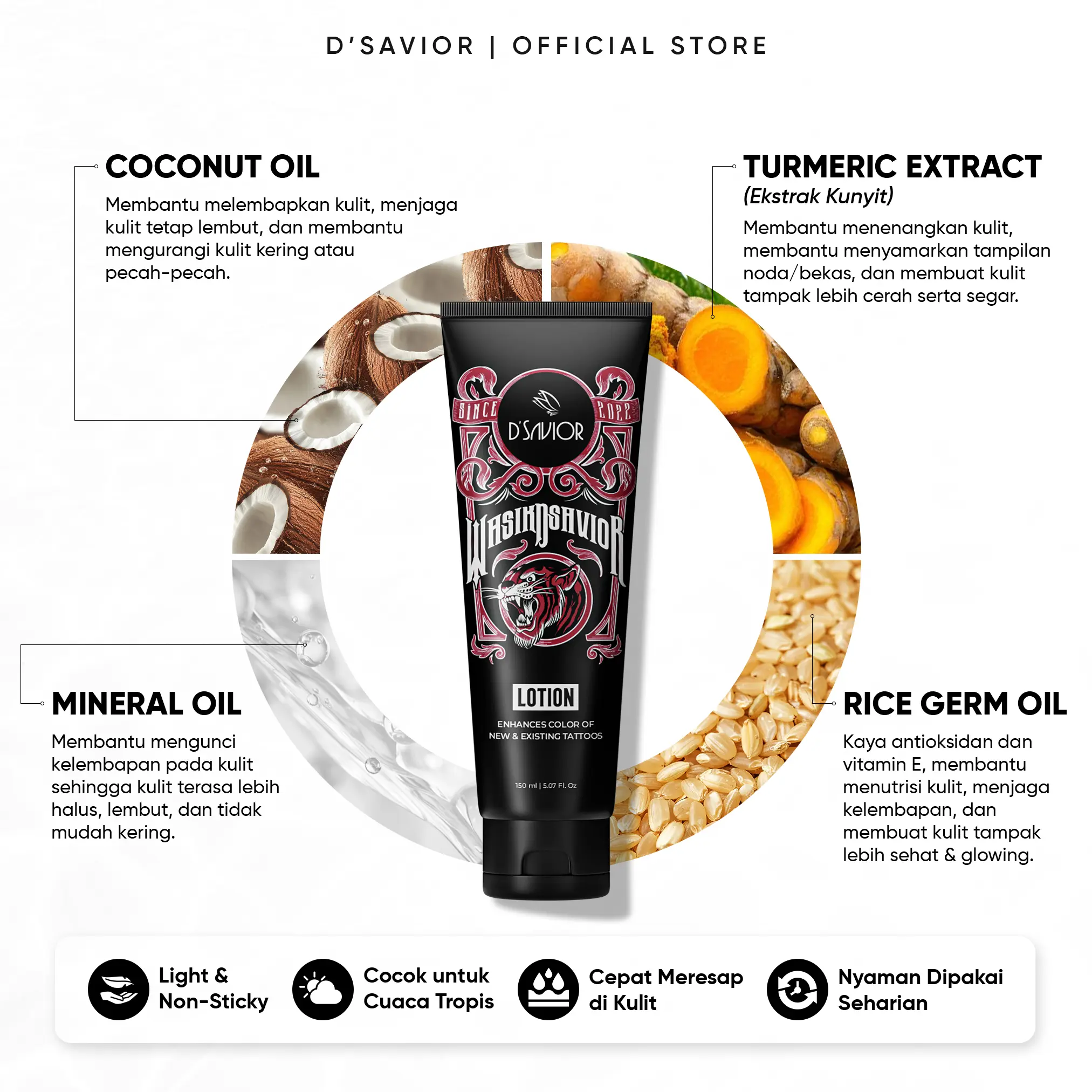 D'SAVIOR x WASIK Body Lotion Hydrate and Nourish 150ml | Lotion Merawat ...
