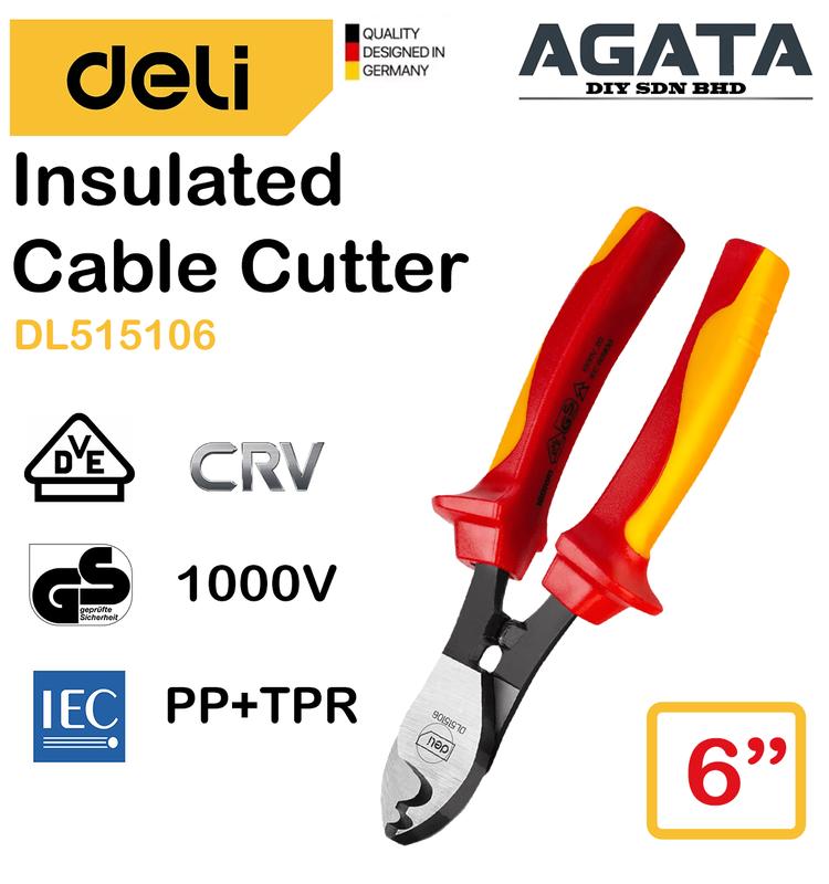 DELI Insulated Cable Cutter 6" DL515106 1000V CRV Wire Cable - TikTok ...