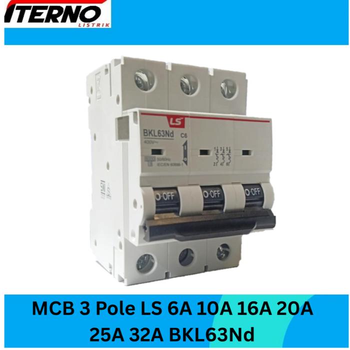Jual MCB LS 3P 6A 10A 16A 20A 25A 32A 6kA BKL63Nd - 25A - Kota ...