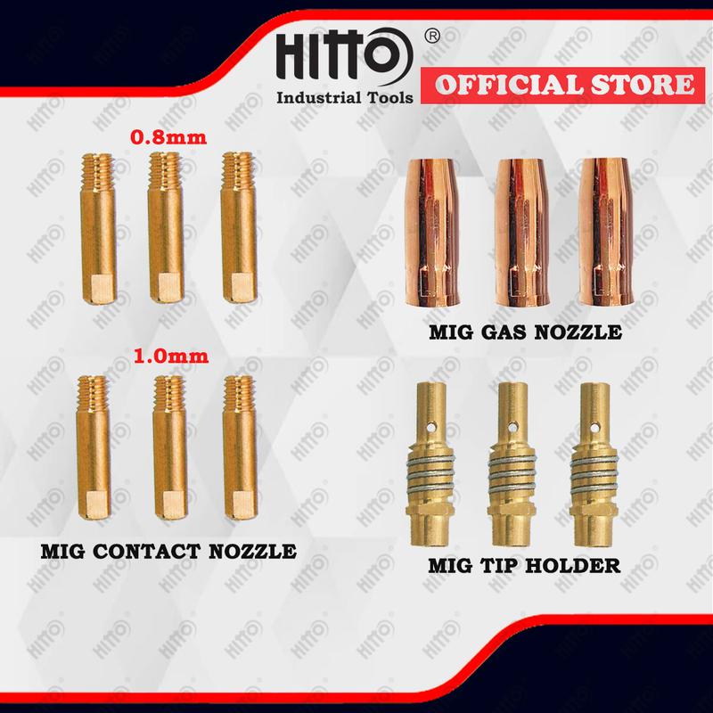 [ HITTO ] MIG Gas Nozzle , MIG Tip Holder, MIG Contact Tip (0.8mm/1.0mm ...