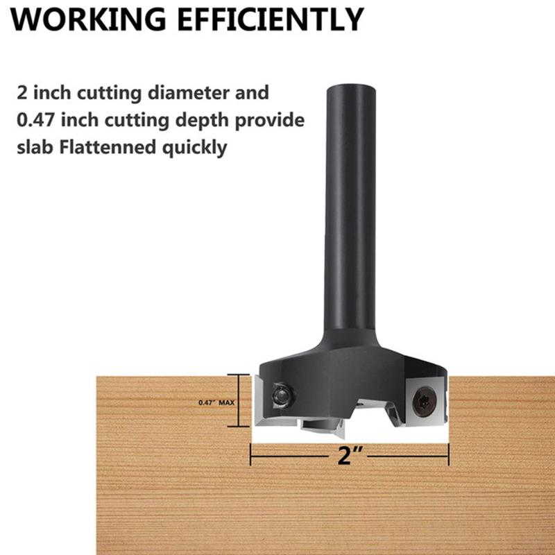 3-Flute Wood Planer Bit 50mm Cutting Diameter 12mm Shank Spoilboard ...