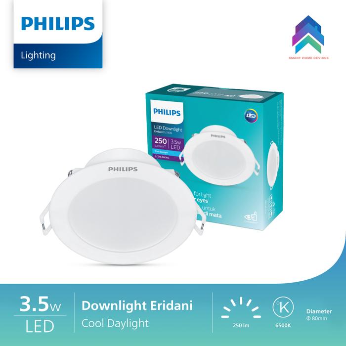 Jual Lampu Downlight LED PHILIPS Eridani Putih Cool Day Light 6500K Ukuran 3 4 5 6 8 Inch 3.5 7 ...