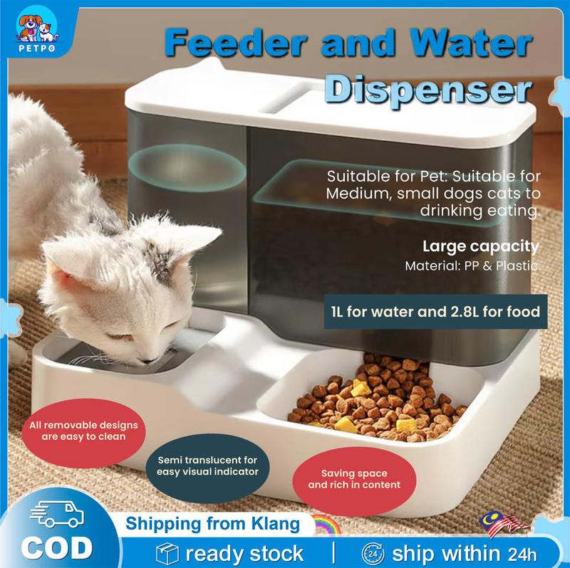 Petpo.Shop Ready stock Automatic Pet Feeder 2 In 1 Pet Feede - TikTok ...