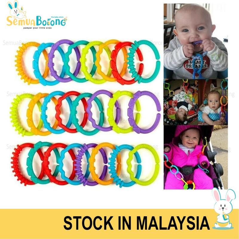 24pcs Newborn Baby Kids Rainbow Teething Ring Collar Ring Stroller ...