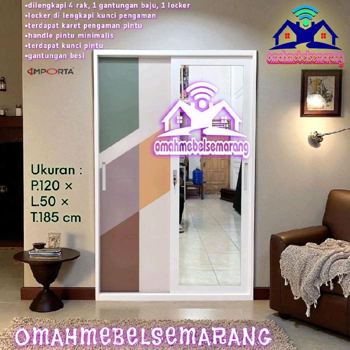 Jual Lemari pakaian pintu sliding geser cabinet besi ukuran 120 IMPORTA ...