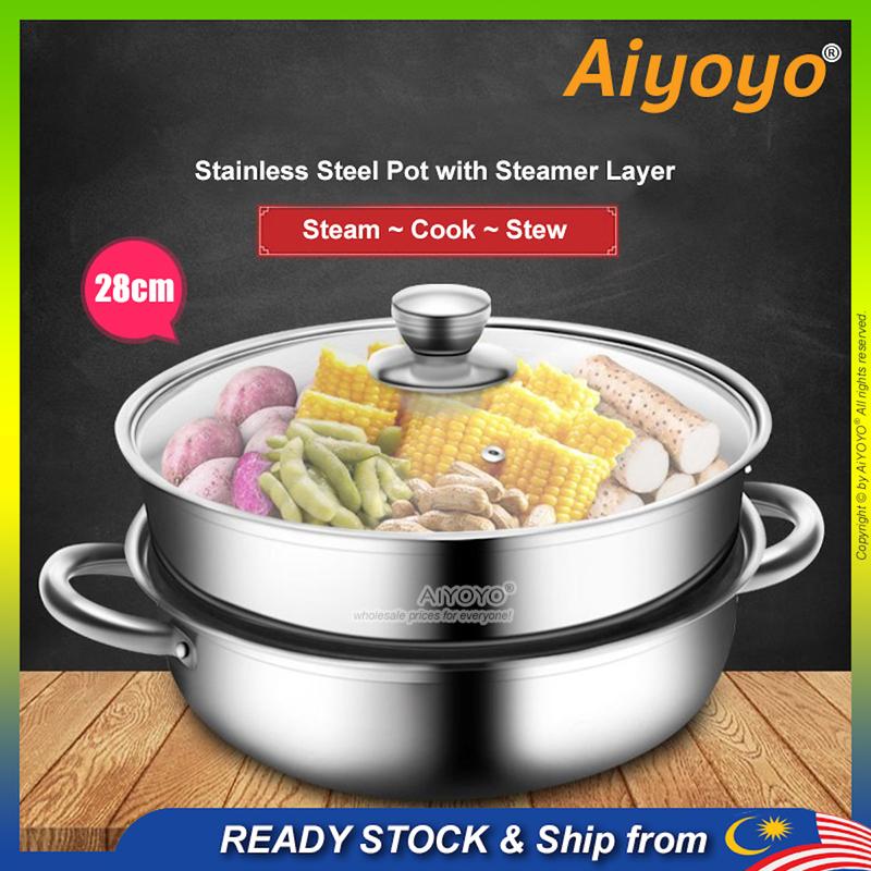 2 Layer Steam Pot Periuk Kukus Pengukus Steamer Cookware Periuk ...