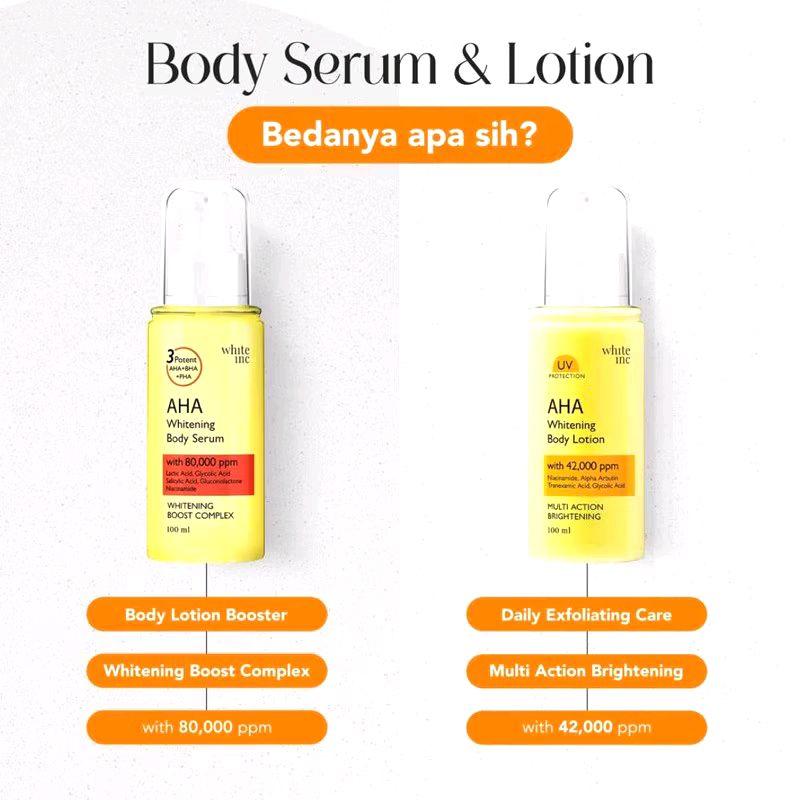 White Inc AHA Body Serum & Body Lotion to Whitening & Moisturising/Hand ...