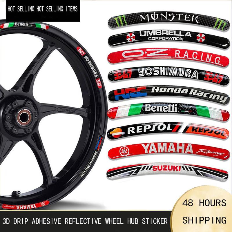 Car and motorcycle 10-21 inch 3D drip reflective wheel hub stickers ...