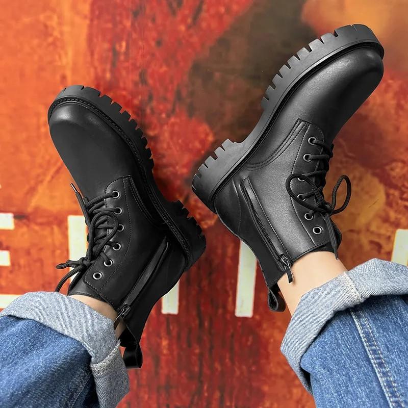 Men's black Martin boots fashionable zipper boots Martin boots - TikTok ...