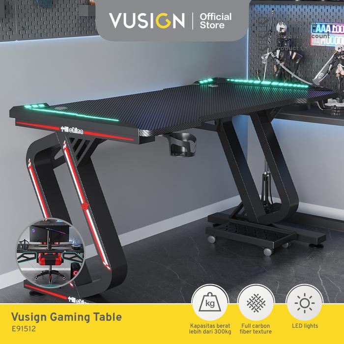 Promo LED Light Gaming Table EXCLUSIVE VUSIGN Deli/ Meja Komputer ...