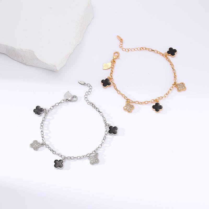 Gelang Tangan Semanggi Empat Daun, Bertemakan Nasib, Enamel Dicelup ...