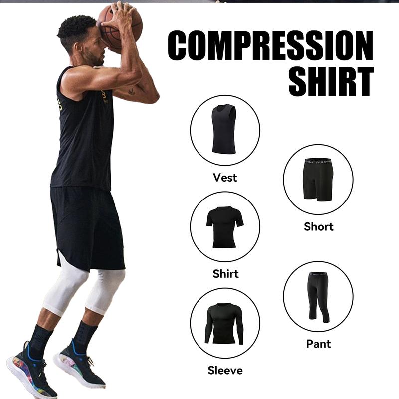 FICOOL Men Compression Shirt Leggings Basketball Five Points - TikTok ...