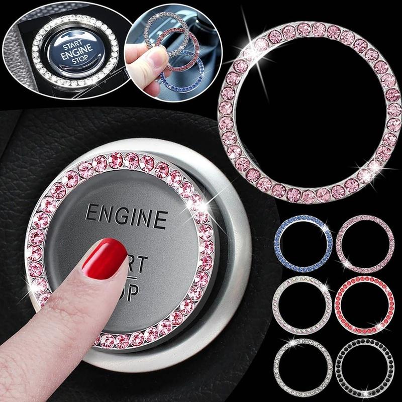 Universal Car One-key Start Button Diamond-encrusted Decorative ...