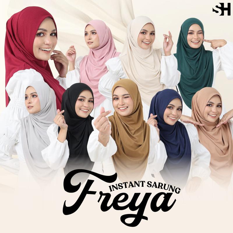 INSTANT TUDUNG SARUNG FREYA - DESIGN V SHAPE - FABRIC HQ MOSSCREPE ...