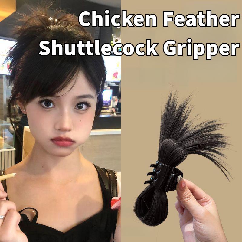 Chicken Feather Shuttlecock Chicken Nest Wig Hair Clip High Ponytail ...
