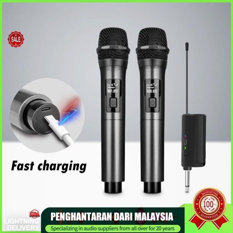Wireless Microphone Dual Mike UHF Karaoke Handheld with Rechargeble ...