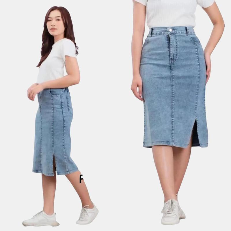 Rok Midi Jeans Higwaist Wanita Korea Style Rok Mini Higwaist - Shop ...