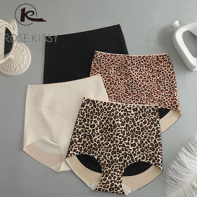 Leopard Print Ice Silk Seamless Underwear High Elastic High Waist ...