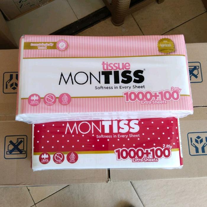 Jual Tissue Tisu Facial Wajah Montiss 1100 sheets 2ply 900gr Virgin ...