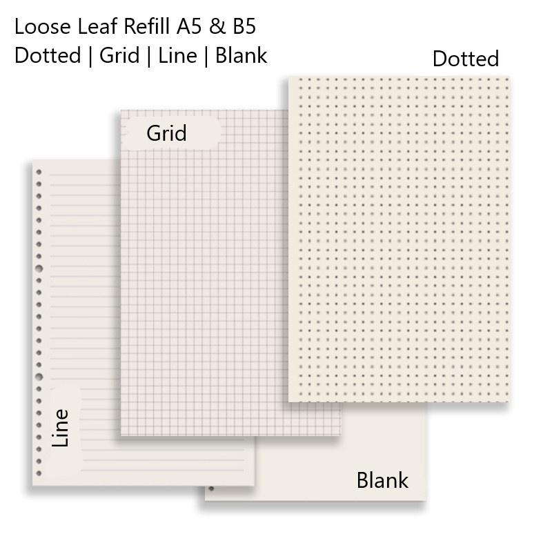 Kertas Binder Loose Leaf A5 dan B5 Refill Dotted Grid Line Blank untuk ...