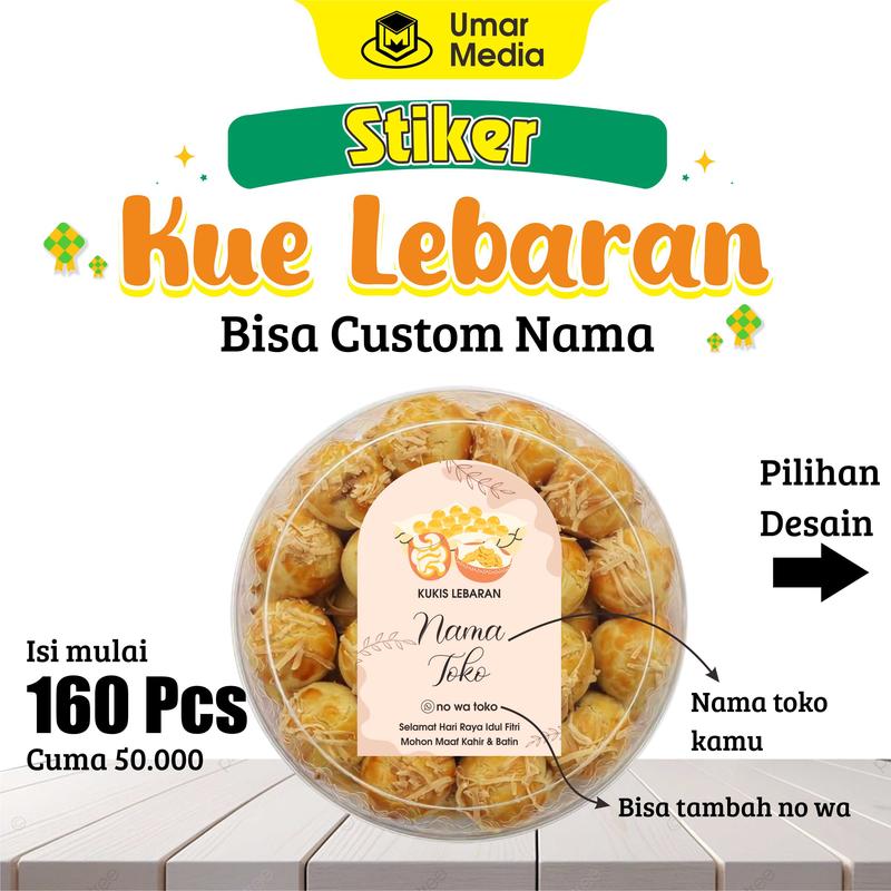 (160 Pcs) Stiker Label Kue Lebaran Bisa Custom Merk Brand Kamu - Shop ...