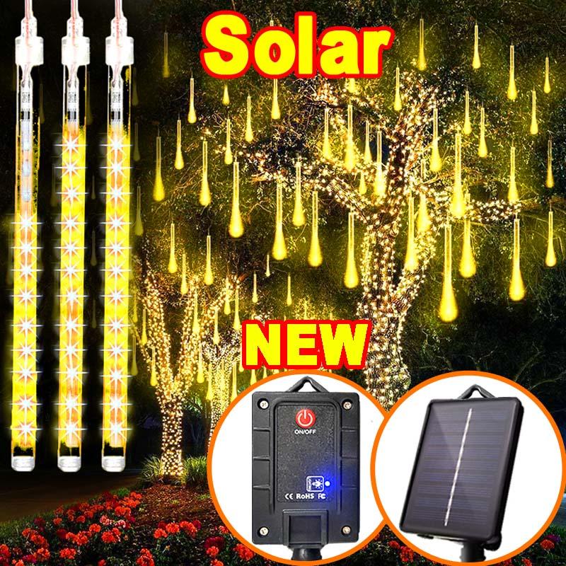 Lampu Hujan LED Suria, Pancuran Meteor, Lampu Suria LED Air Terjun ...