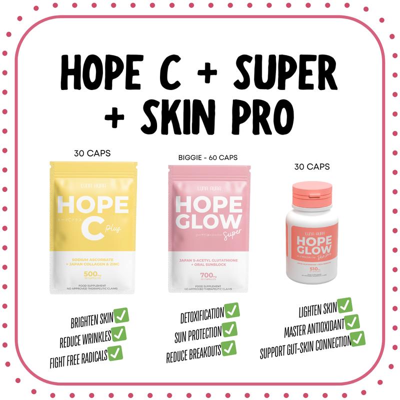 HOPE GLOW Super Biggie + Hope C + HG Skin Pro S-Acetyl Glutathione ...