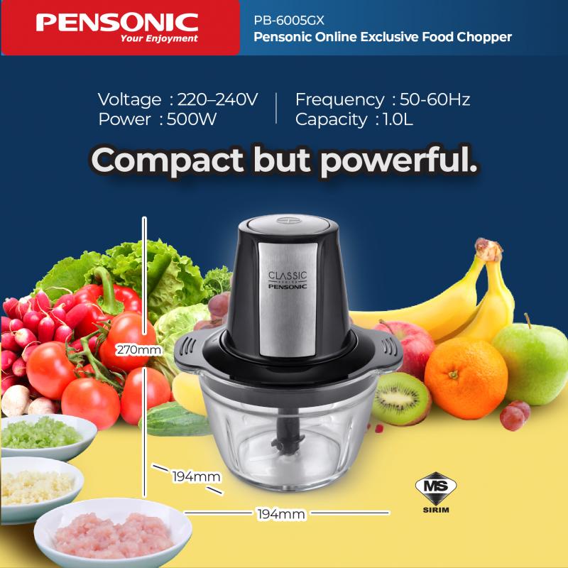 Pensonic Food Chopper Mini Food Processor 1L Hygienic and Durable Glass ...